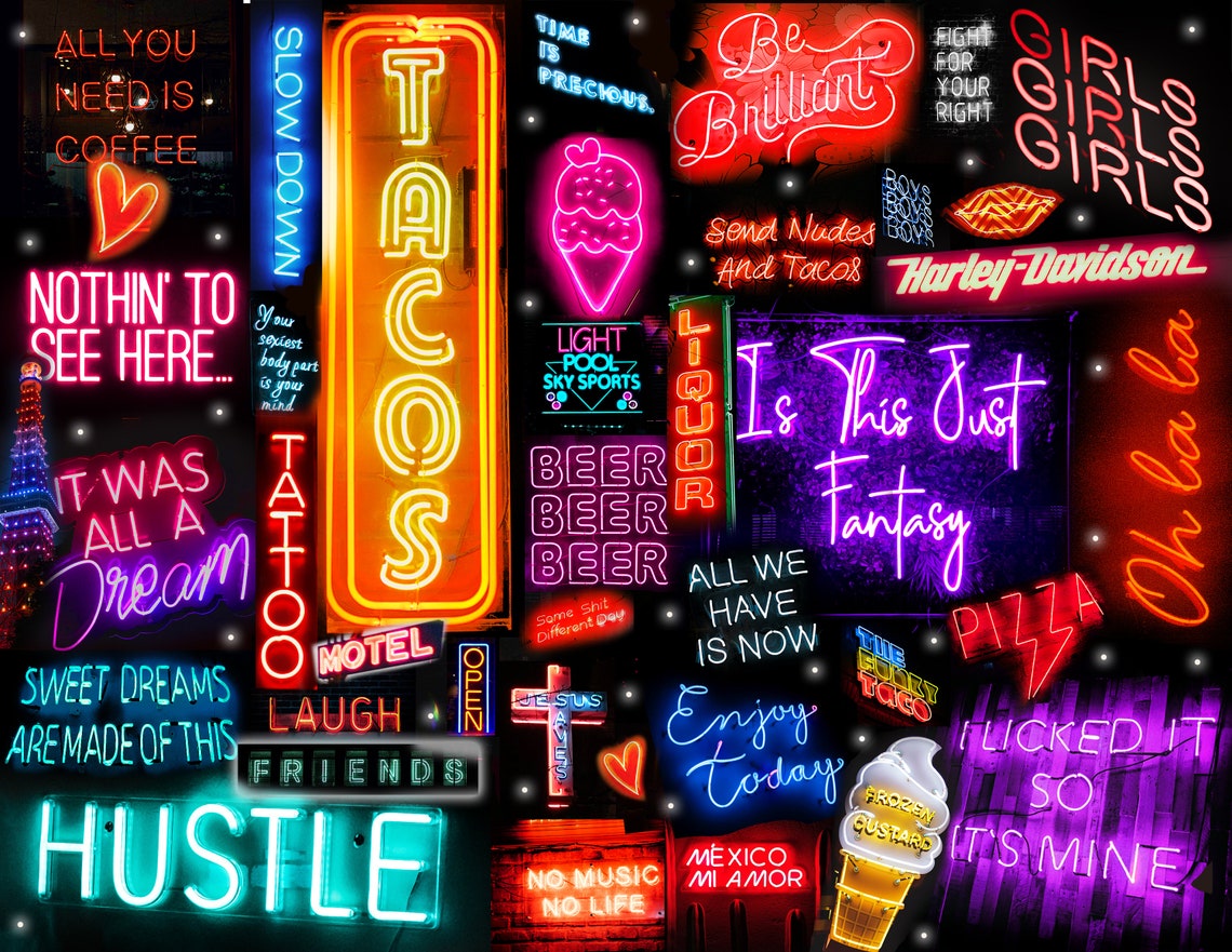Neon Dreams Digital Wallpaper Art Collage Download - Etsy