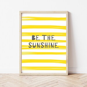 Be the Sunshine Yellow Gray Printable Wall Art - Etsy
