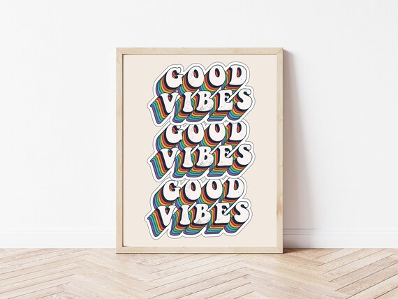 Good Vibes Boho Hippie Printable Wall Art | Etsy