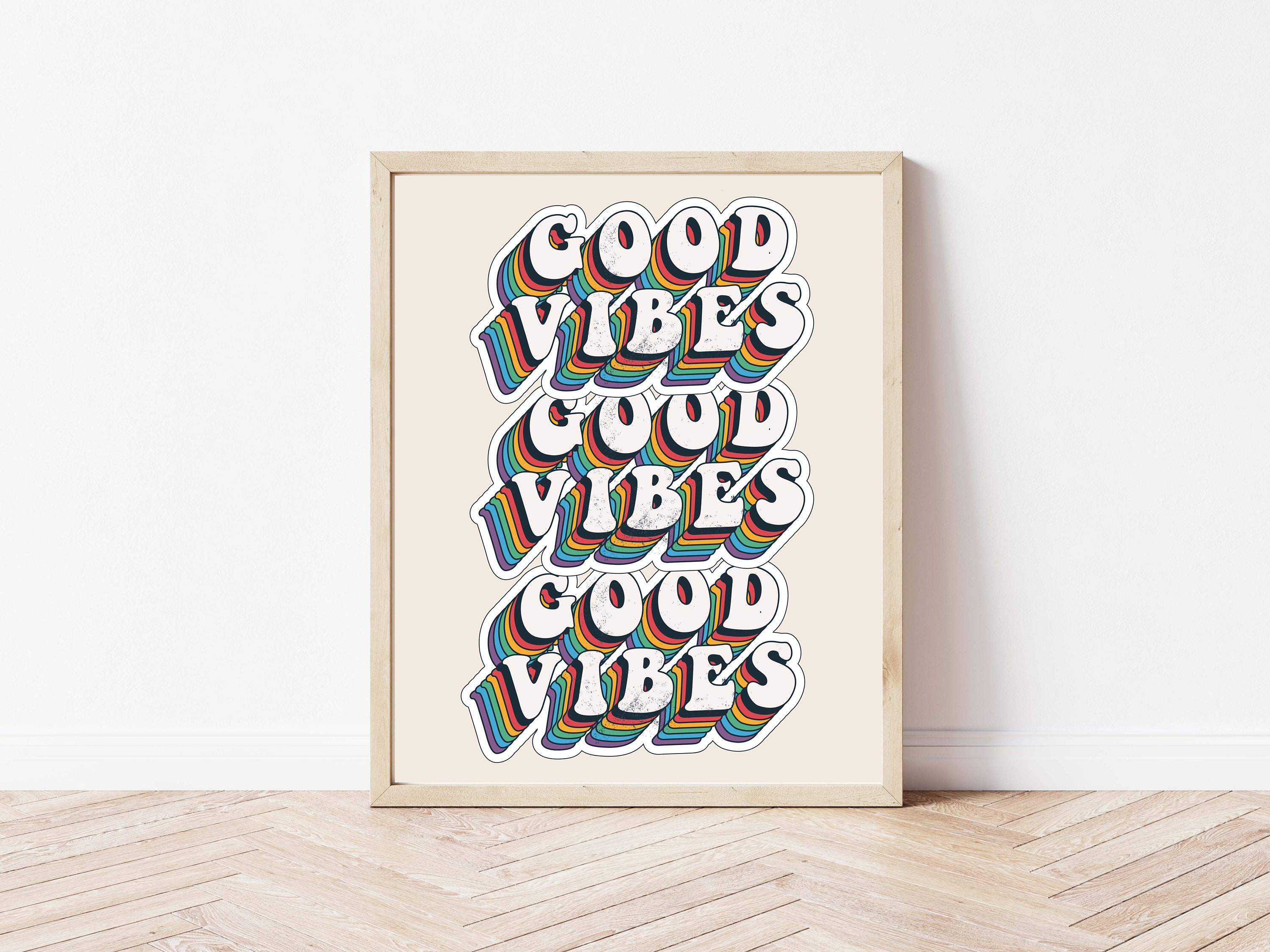 Good Vibes Boho Hippie Printable Wall Art - Etsy France