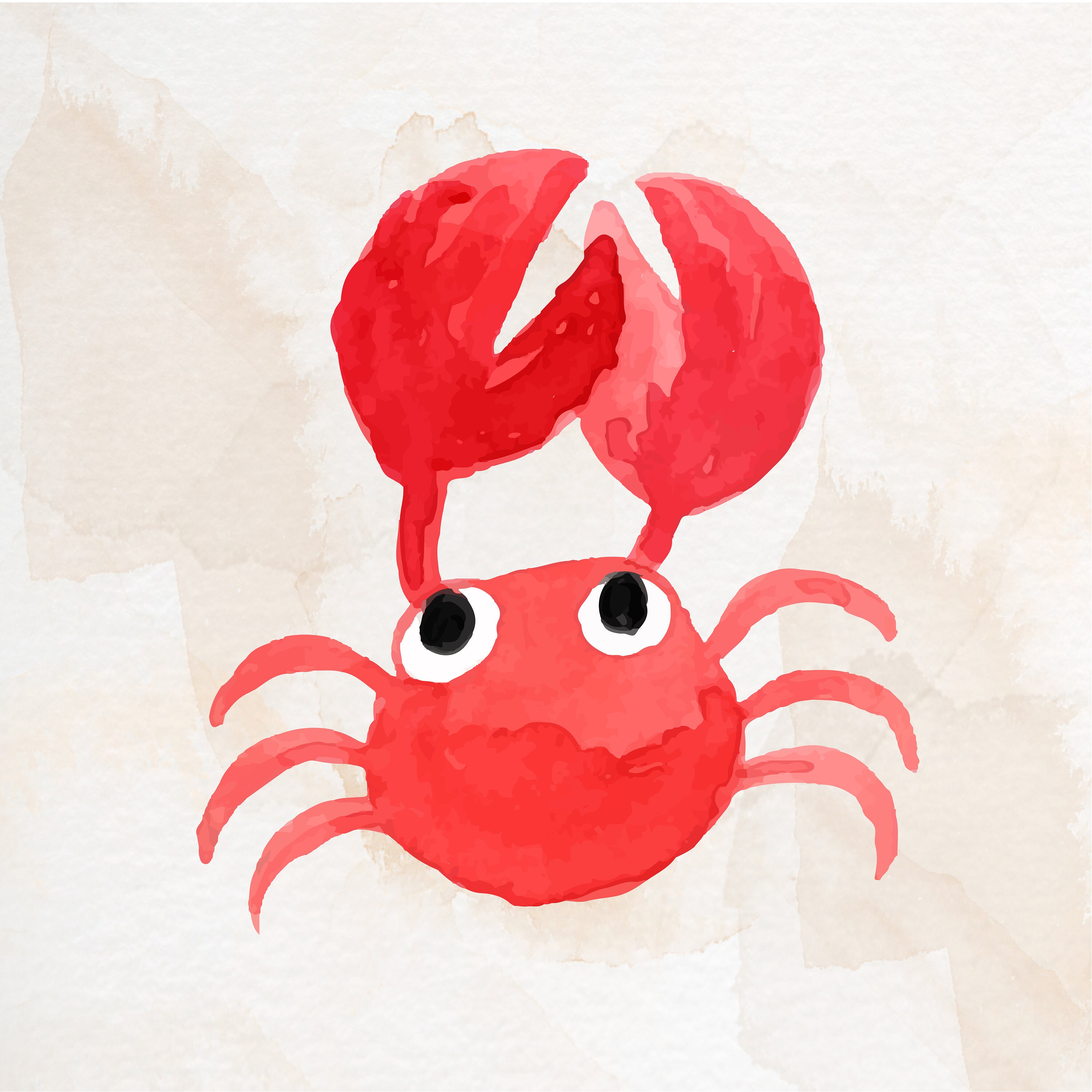 Red Crab Watercolor Digital Wall Print Download - Etsy