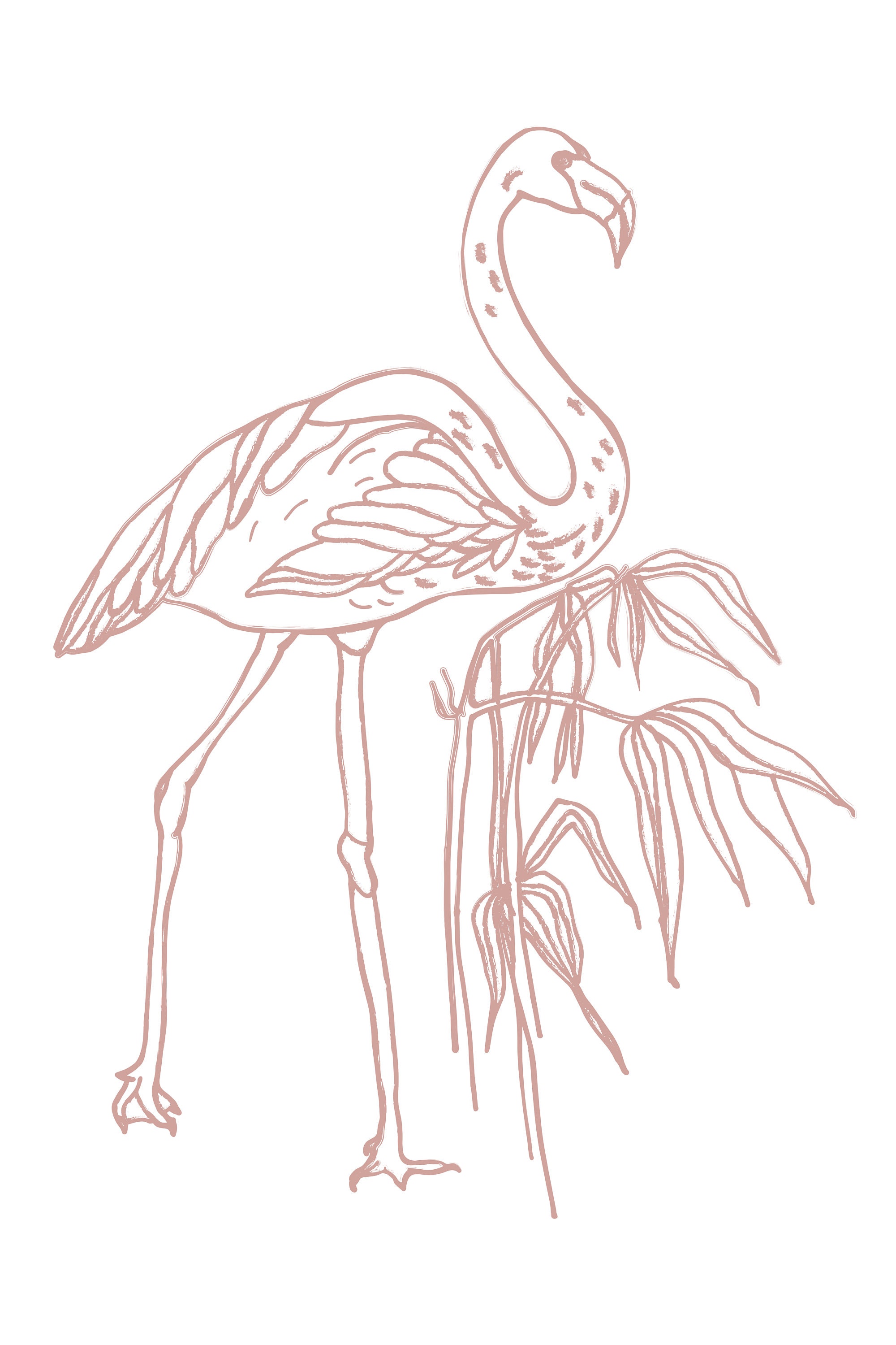 Flamingo Hand Drawn Printable Wall Art - Etsy