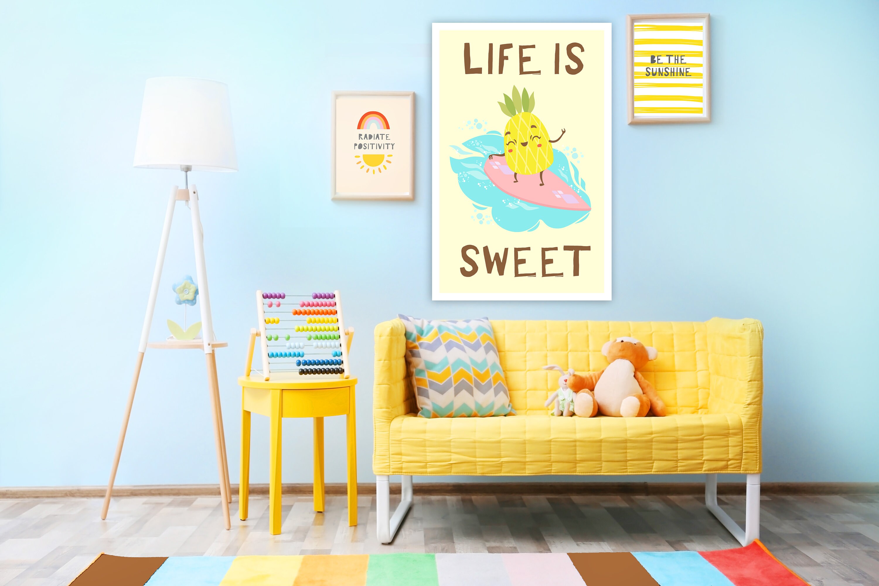 Life is Sweet Pineapple Surfer Printable Wall Art - Etsy