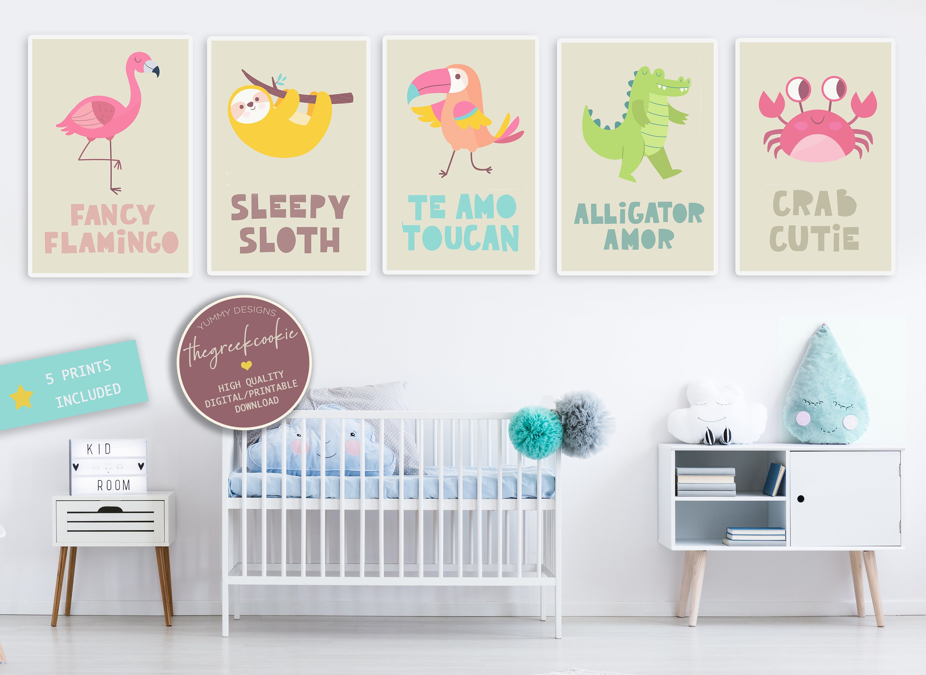 Tropical Animals Printable Wall Art - Etsy