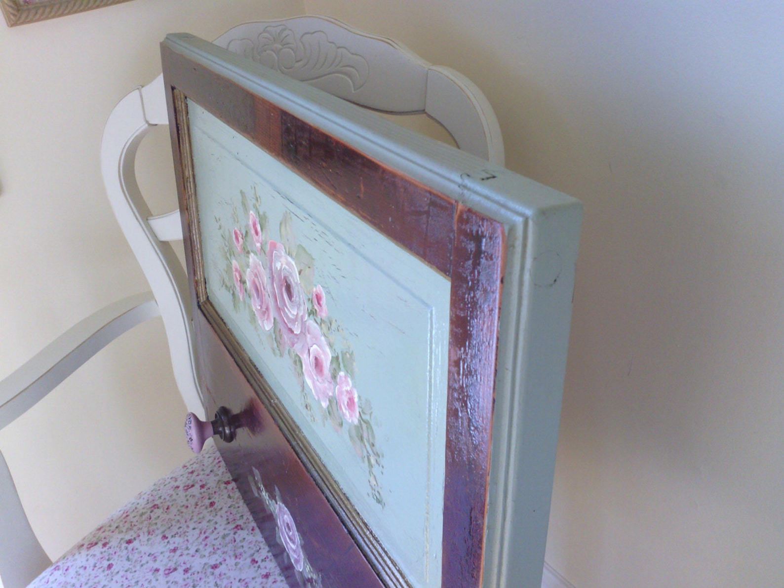 Shabby Chic Vintage Rose Panel wvintage doorknobs | Etsy