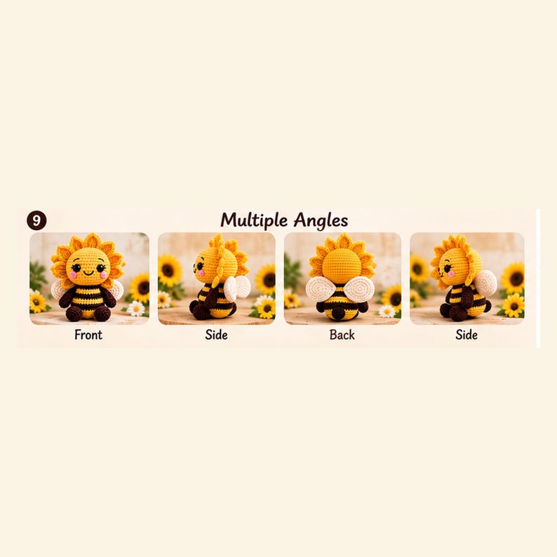 Sunflower Bee Amigurumi Crochet Pattern, Beginner Friendly PDF (6.5 ...