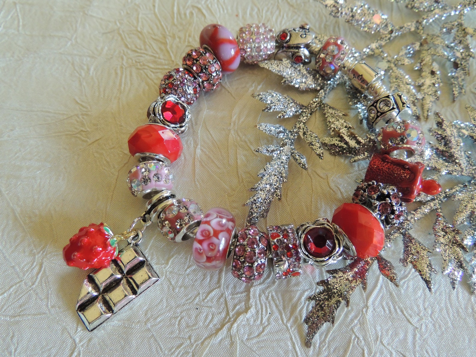 CHOCOLATE AND STRAWBERRIES 2-authentic Genuine Pandora Bracelet ...
