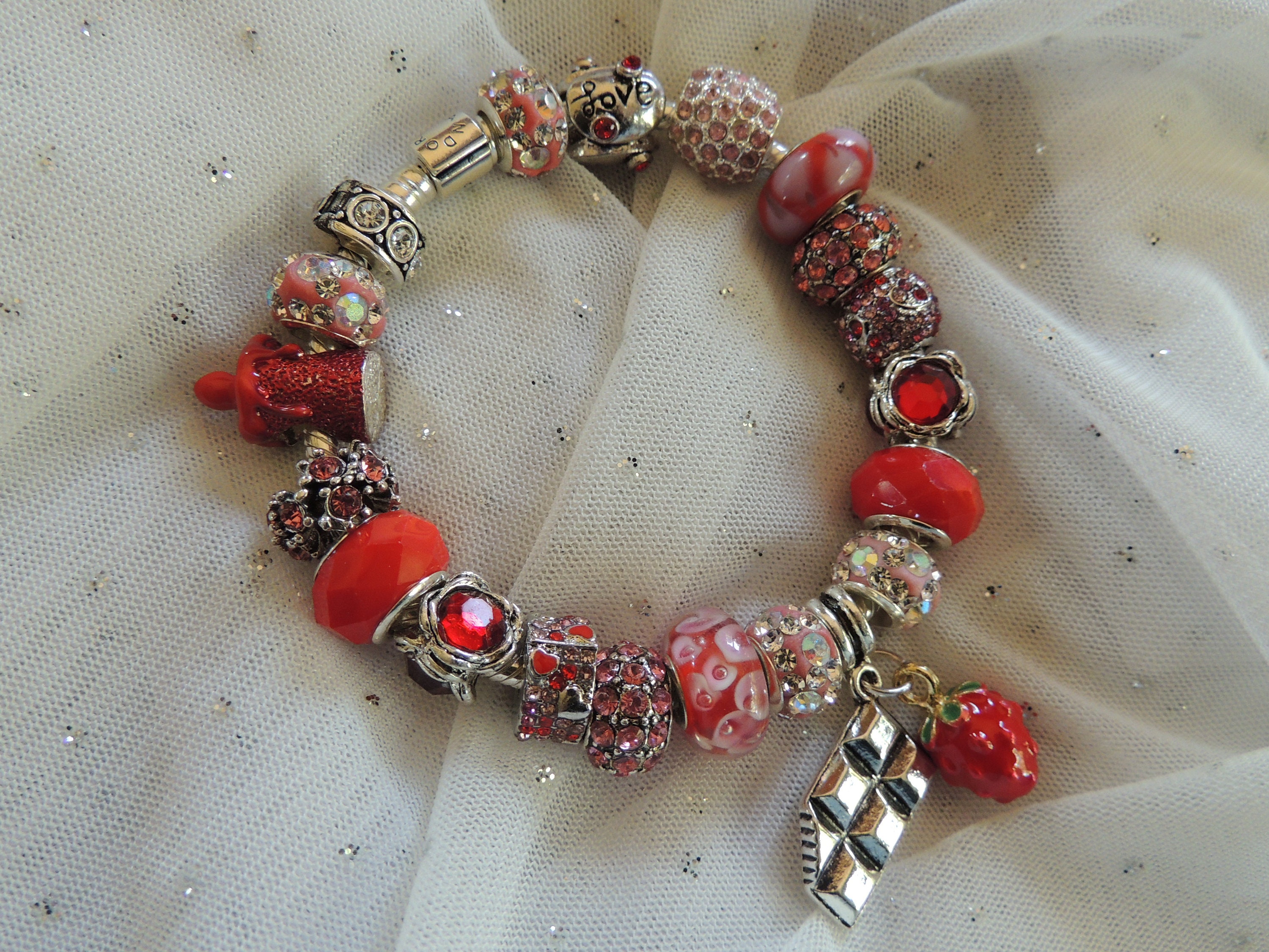 CHOCOLATE AND STRAWBERRIES 2-authentic Genuine Pandora Bracelet ...
