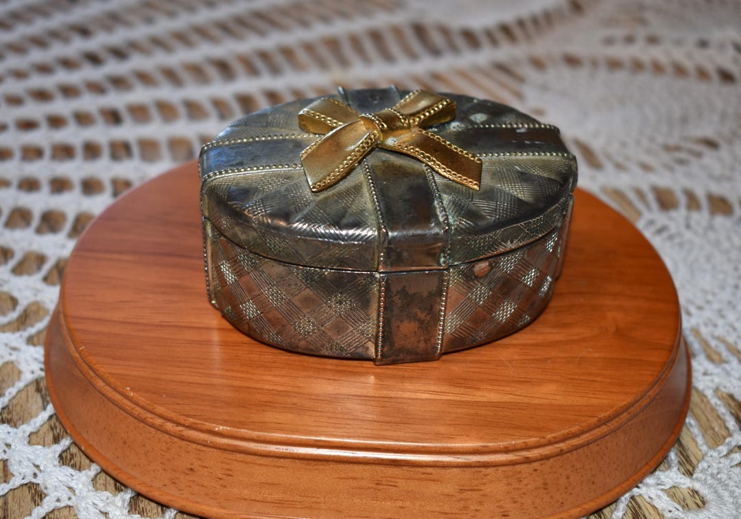 1980s Vintage Silverplated Godinger Trinket Box With Lid, Red Fabric ...