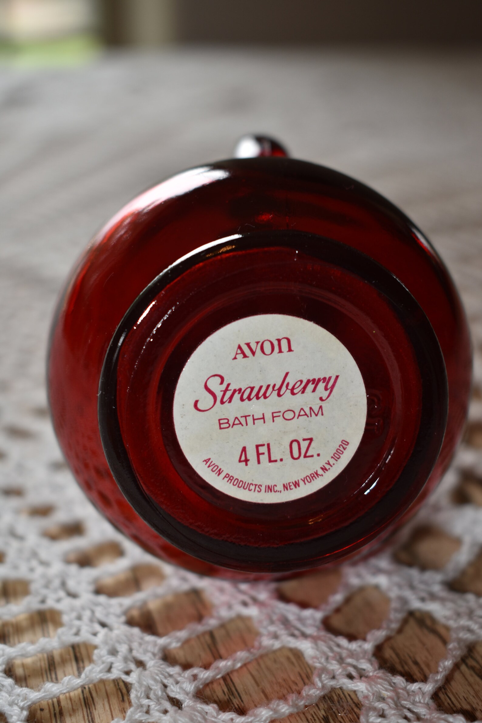 Vintage Avon Strawberry Bath Foam Red Glass Perfume 4 Oz Bottle With ...