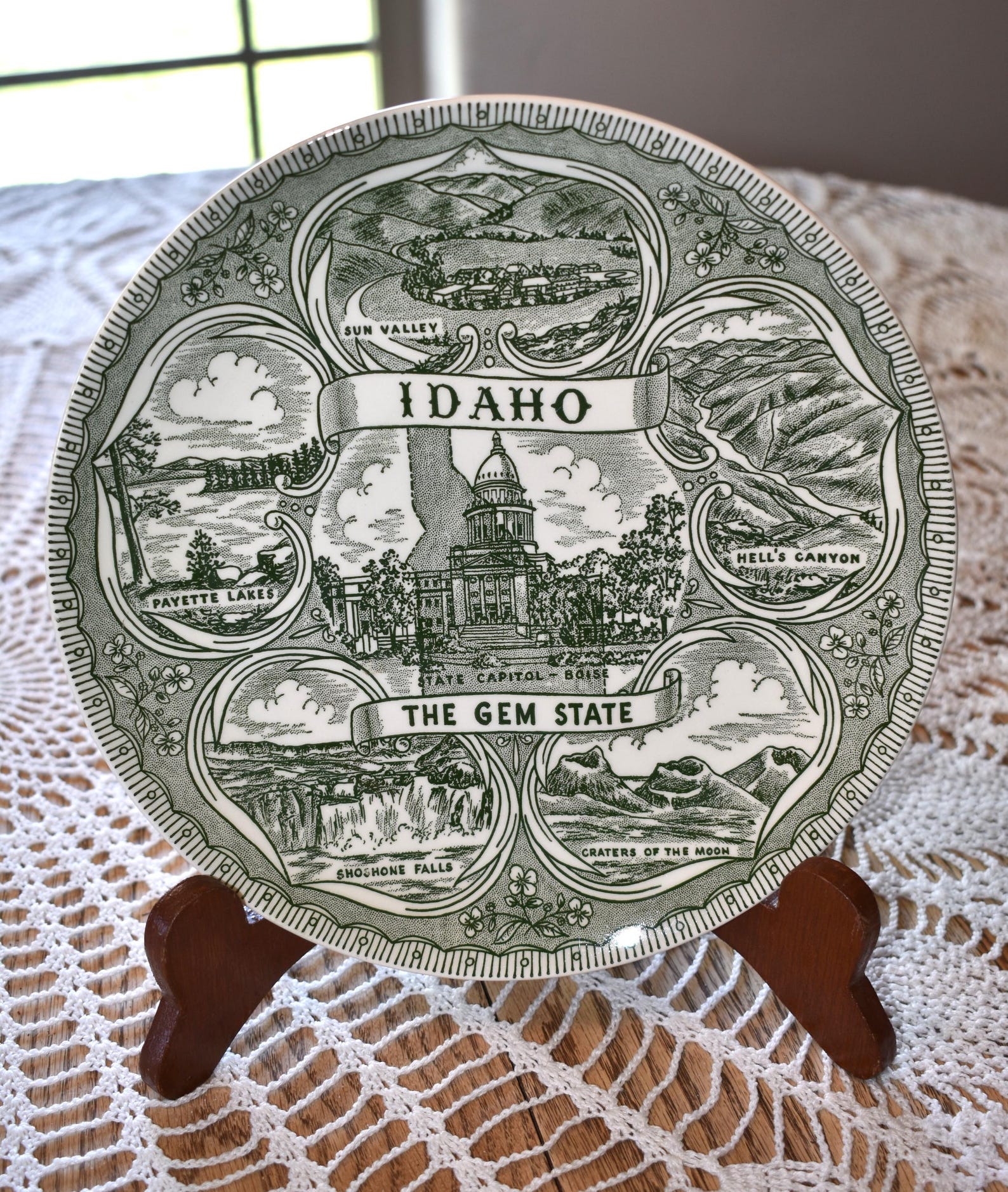 Vintage Green Idaho the Gem State, State Plate Souvenir Plate ...