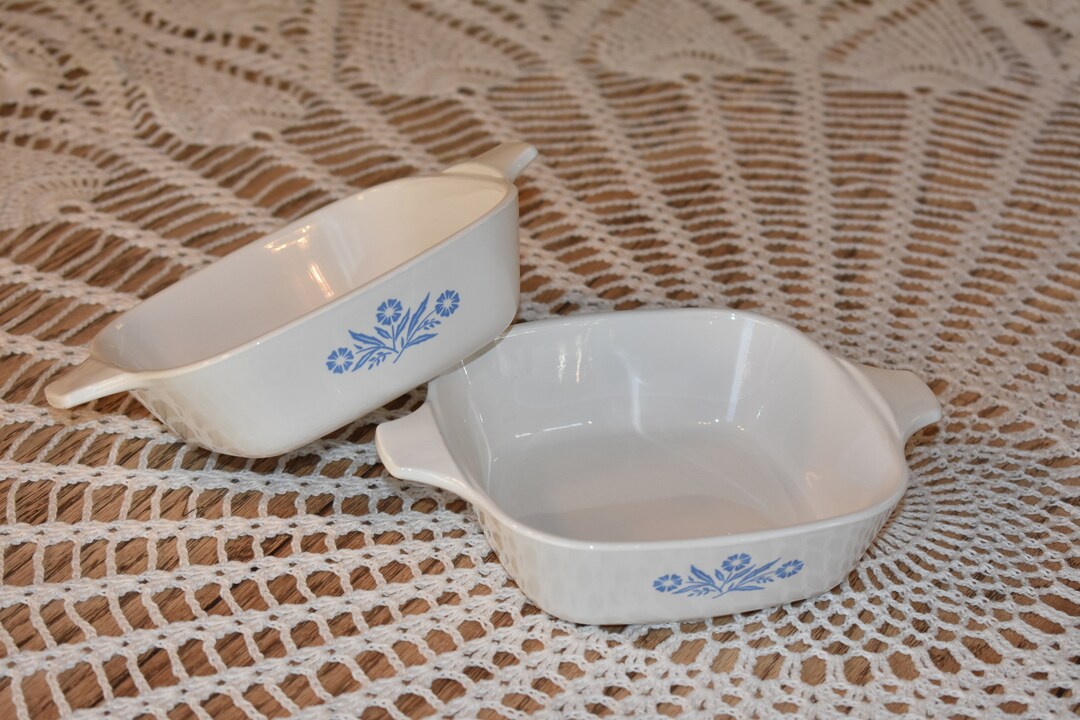 Pair of Vintage Corning Ware Petite P-41 B 1 3/4 Cup Blue Cornflower ...