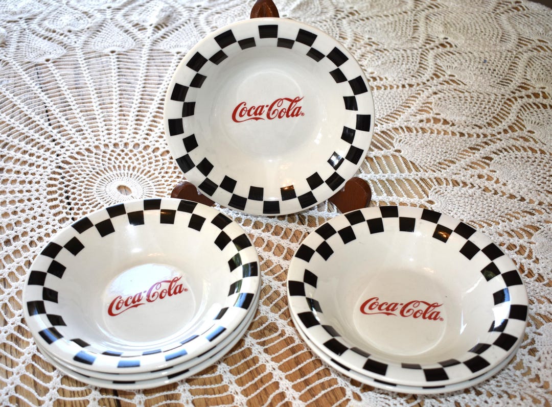 Vintage 1996 Coca-cola Checkered Bowls - Gibson Housewares, Set of 6 - Etsy