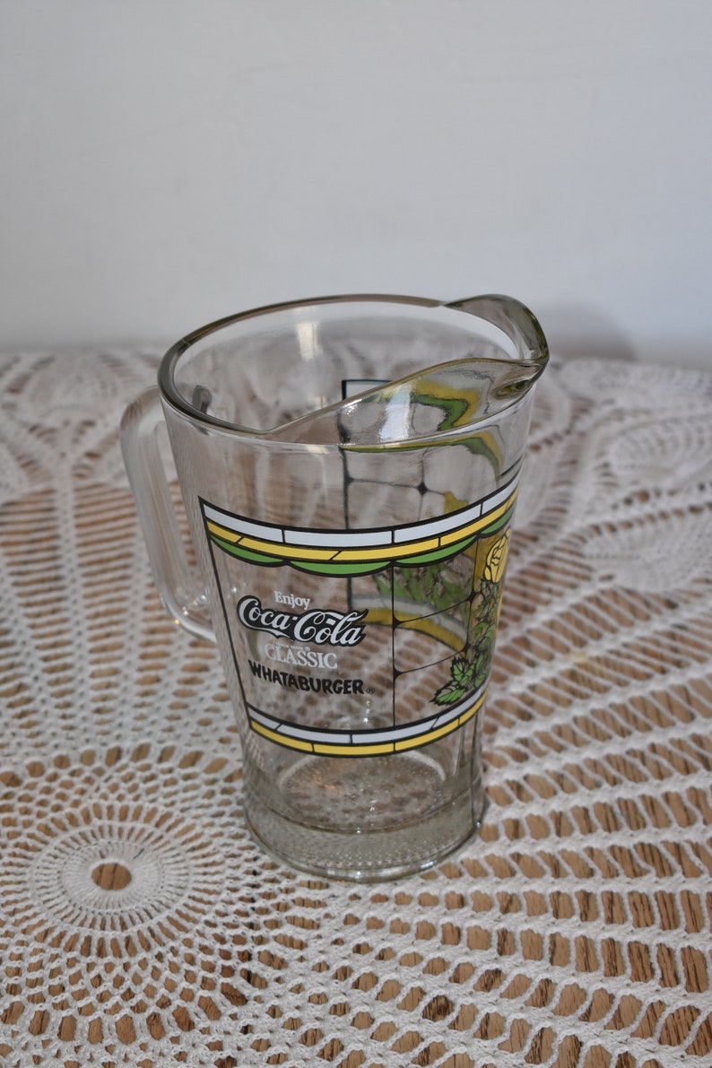 Vintage 1986 Whataburger Yellow Rose Texas 150th Pitcher, Coca Cola ...