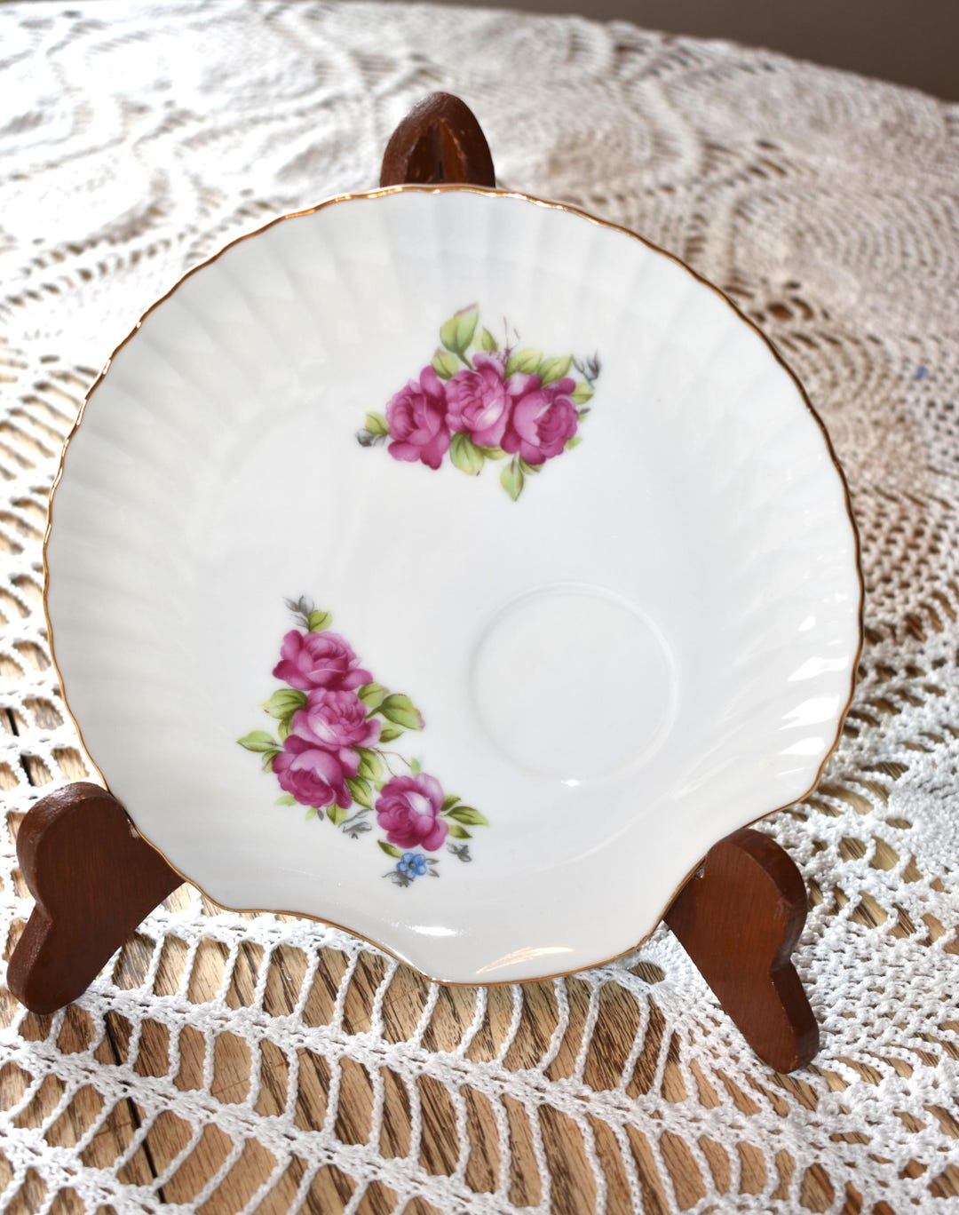 Vintage Rose Snack Plate: Gold Edge Floral 2358A Ceramic Collectible - Etsy