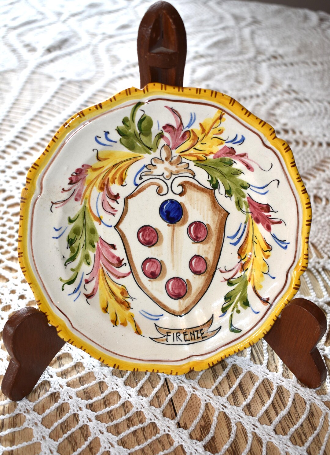 Vintage Italian Family Crest Firenze Yellow Decorative Plate, G Bitossi ...