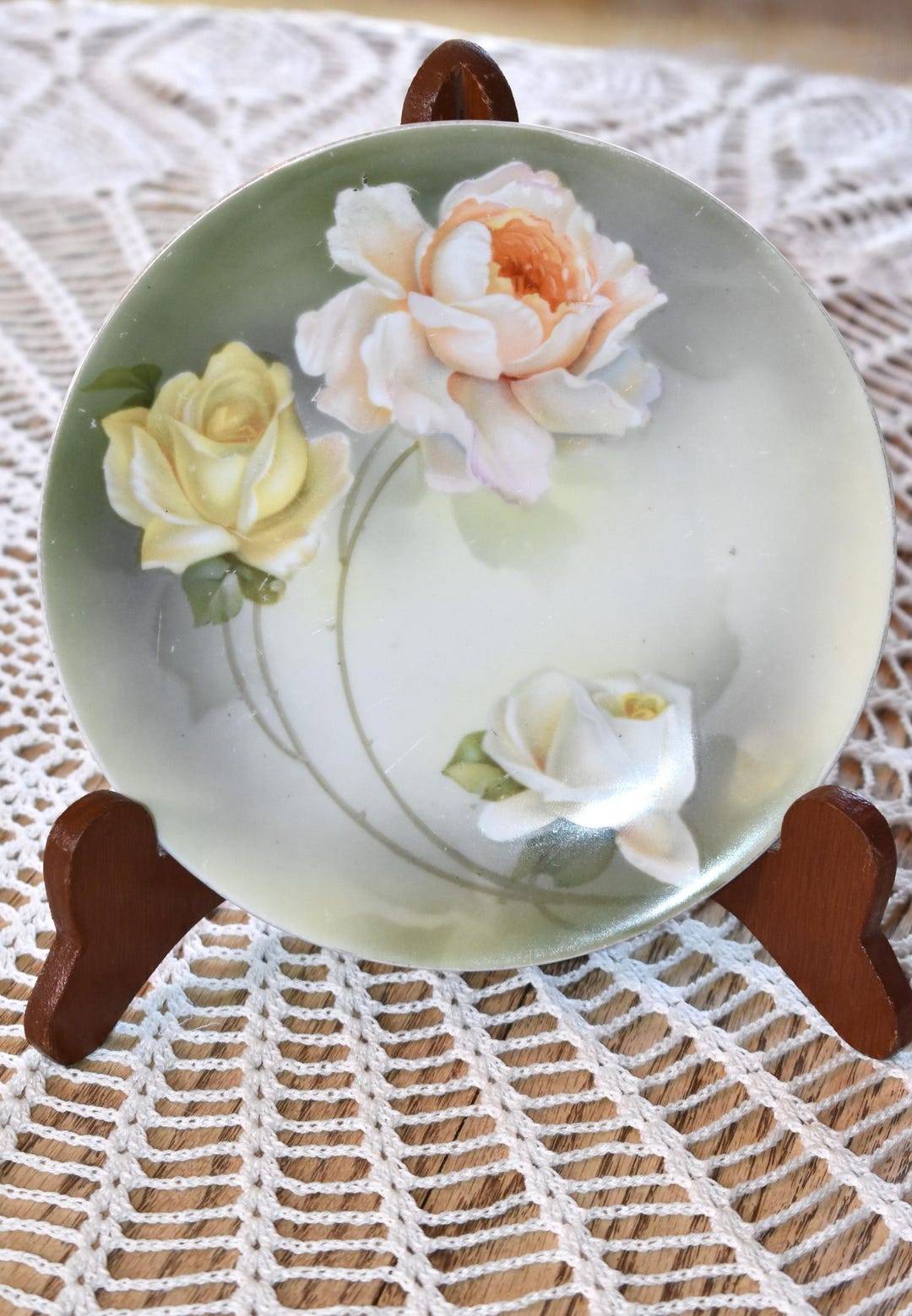 Vintage RS Germany Collectible Floral Plate, Hand Painted Roses Plate ...
