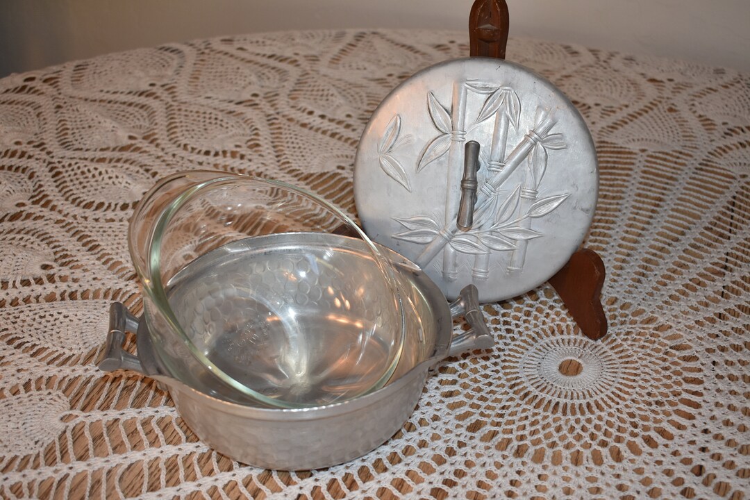 Vintage Everlast Forged Aluminum Covered Casserole Dish, Bamboo, Pyrex ...