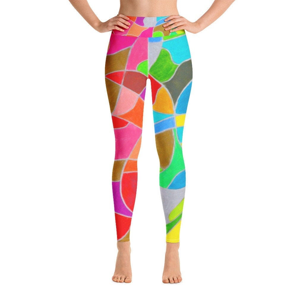 Neon Yoga Leggings Bright Hippy Leggings Rainbow Leggings | Etsy