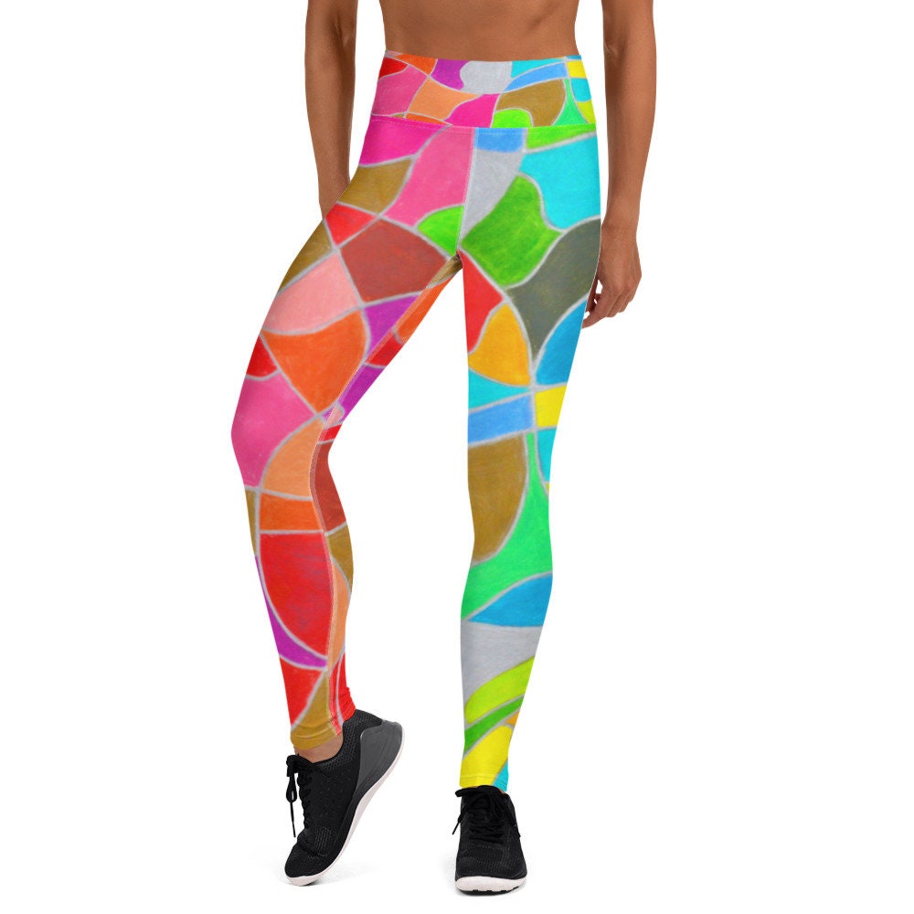 Neon Yoga Leggings Bright Hippy Leggings Rainbow Leggings | Etsy