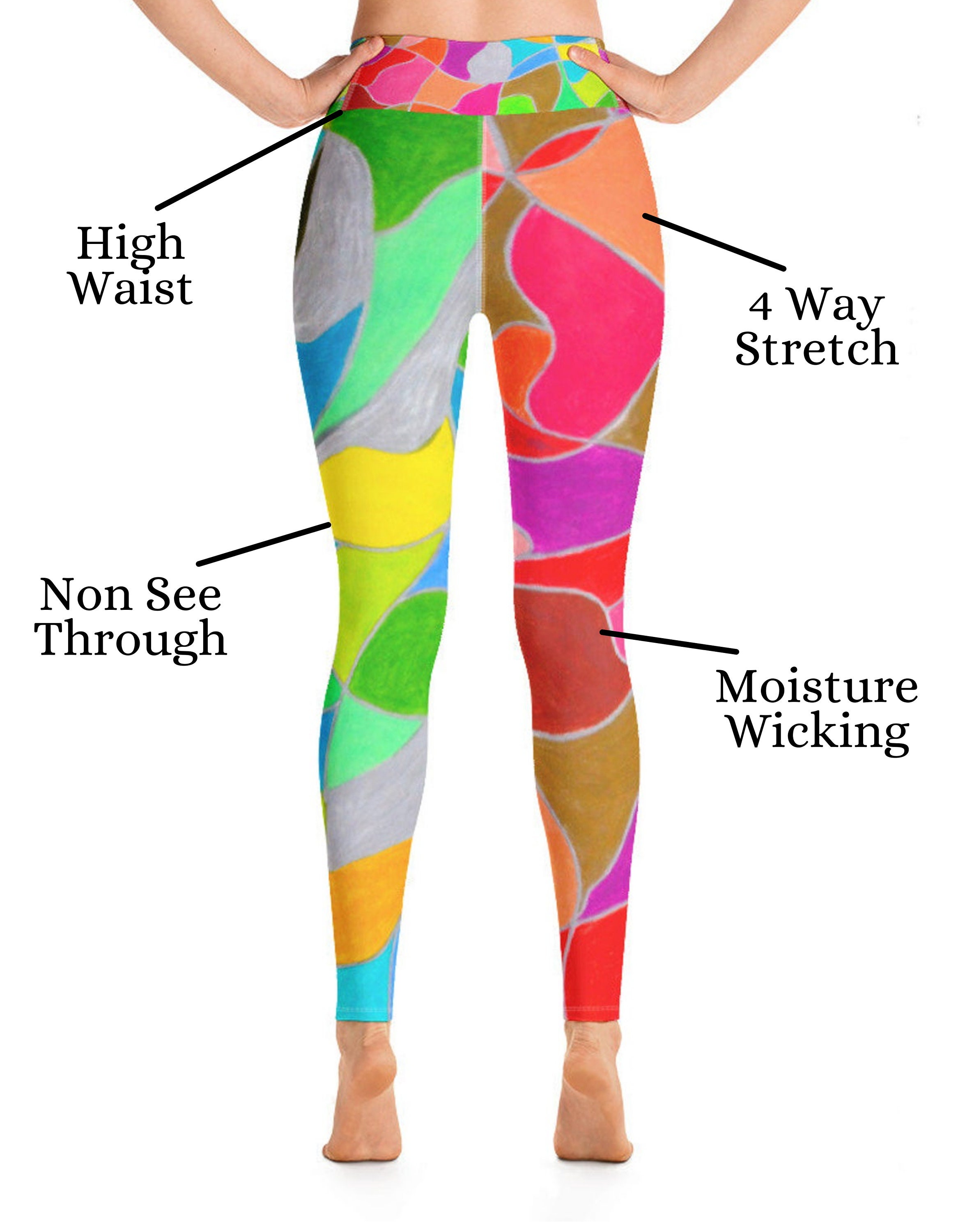 Neon Yoga Leggings Bright Hippy Leggings Rainbow Leggings | Etsy