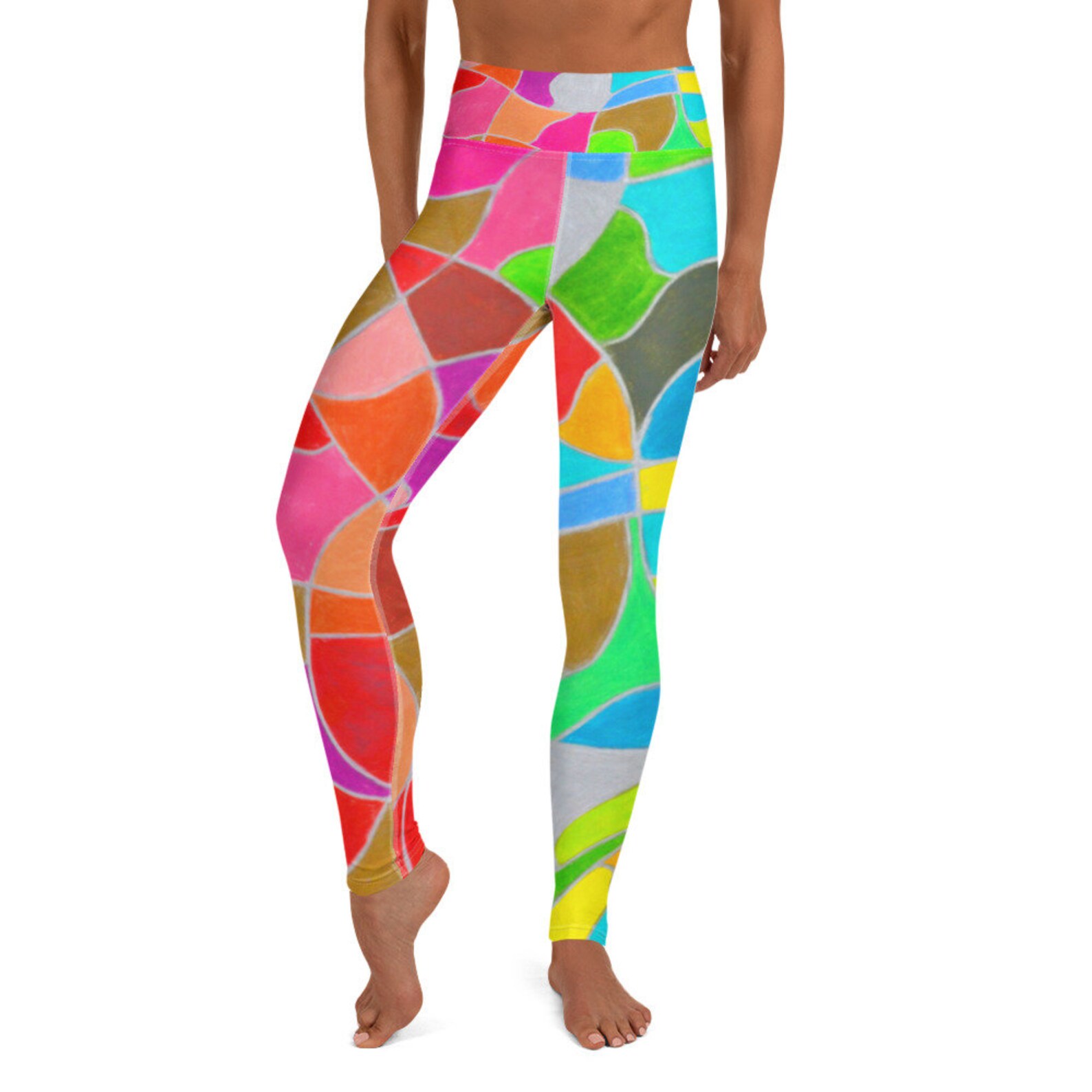 Neon Yoga Leggings, Bright Hippy Leggings, Rainbow Leggings Women - Etsy