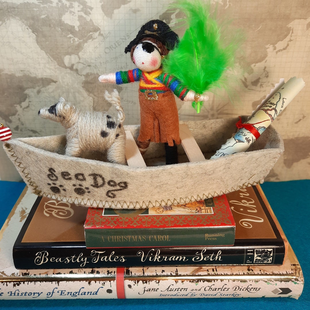Sea Dog- Set of Tiny Pirate, Dog,treasure Map & Boat - Etsy