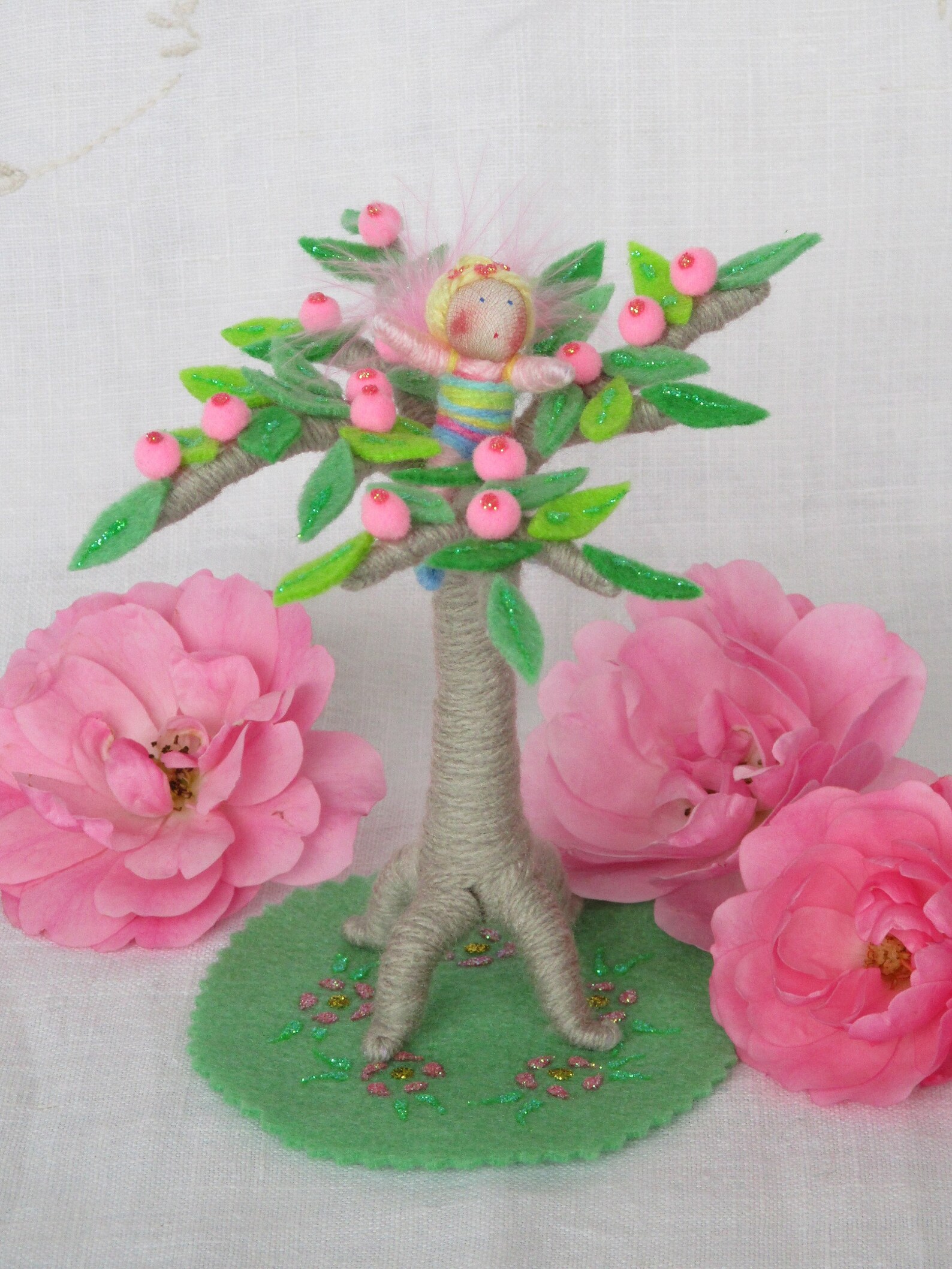 Small Fairy Tree With Tiny Fairy and Felt Mat - Etsy