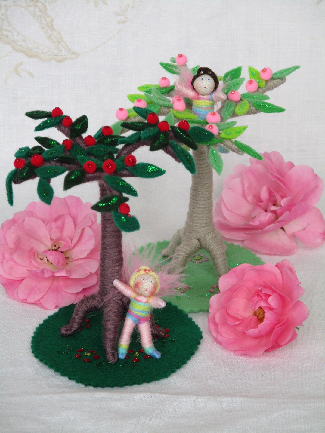 Small Fairy Tree With Tiny Fairy and Felt Mat - Etsy