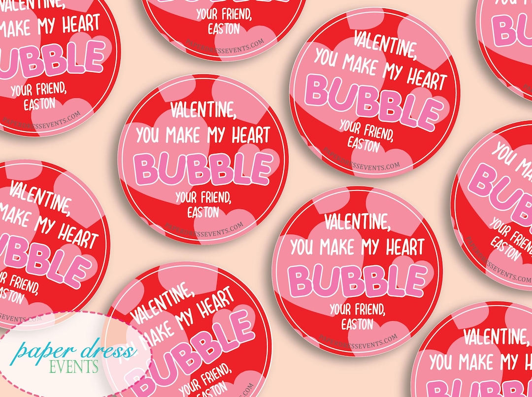 Set of 12 - Valentine You Make My Heart Bubble Thank You Tags Labels ...