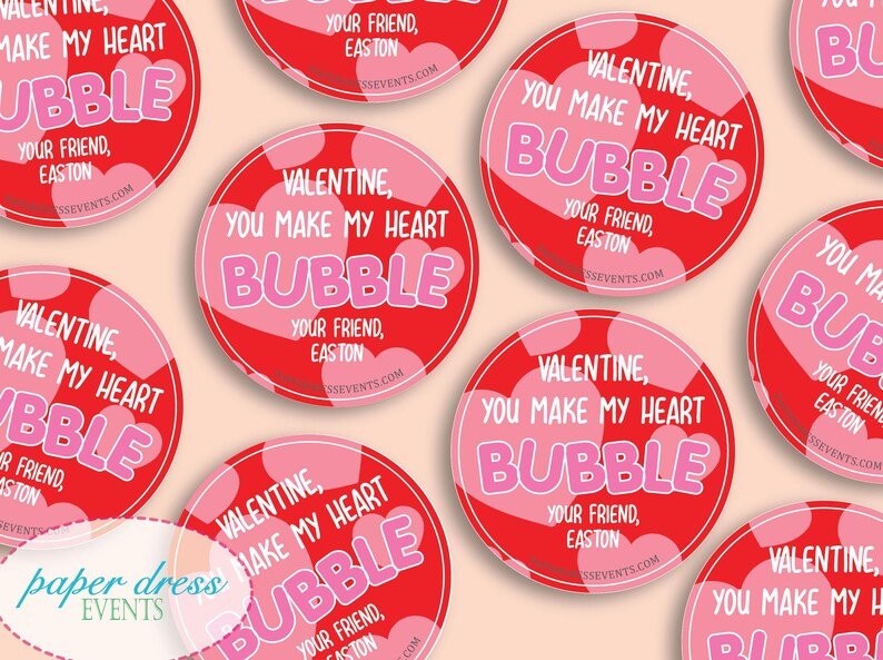 Set of 12 - Valentine You Make My Heart Bubble Thank You Tags Labels ...