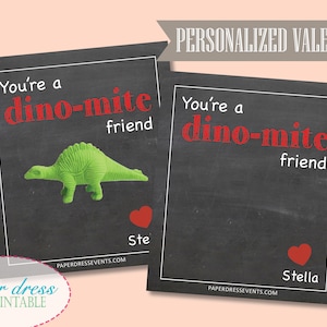 Dino-mite Friend Personalized Valentine - Dinosaur Valentine ...