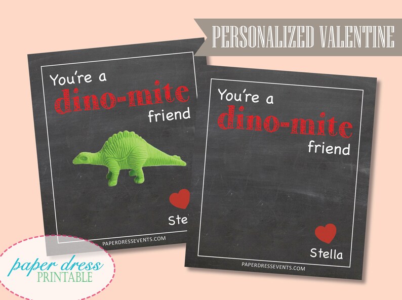 Dino-mite Friend Personalized Valentine Dinosaur Valentine | Etsy