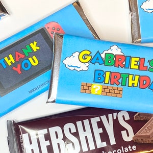 Super Mario Inspired Wrapped Chocolate Bars - Personalized Birthday ...