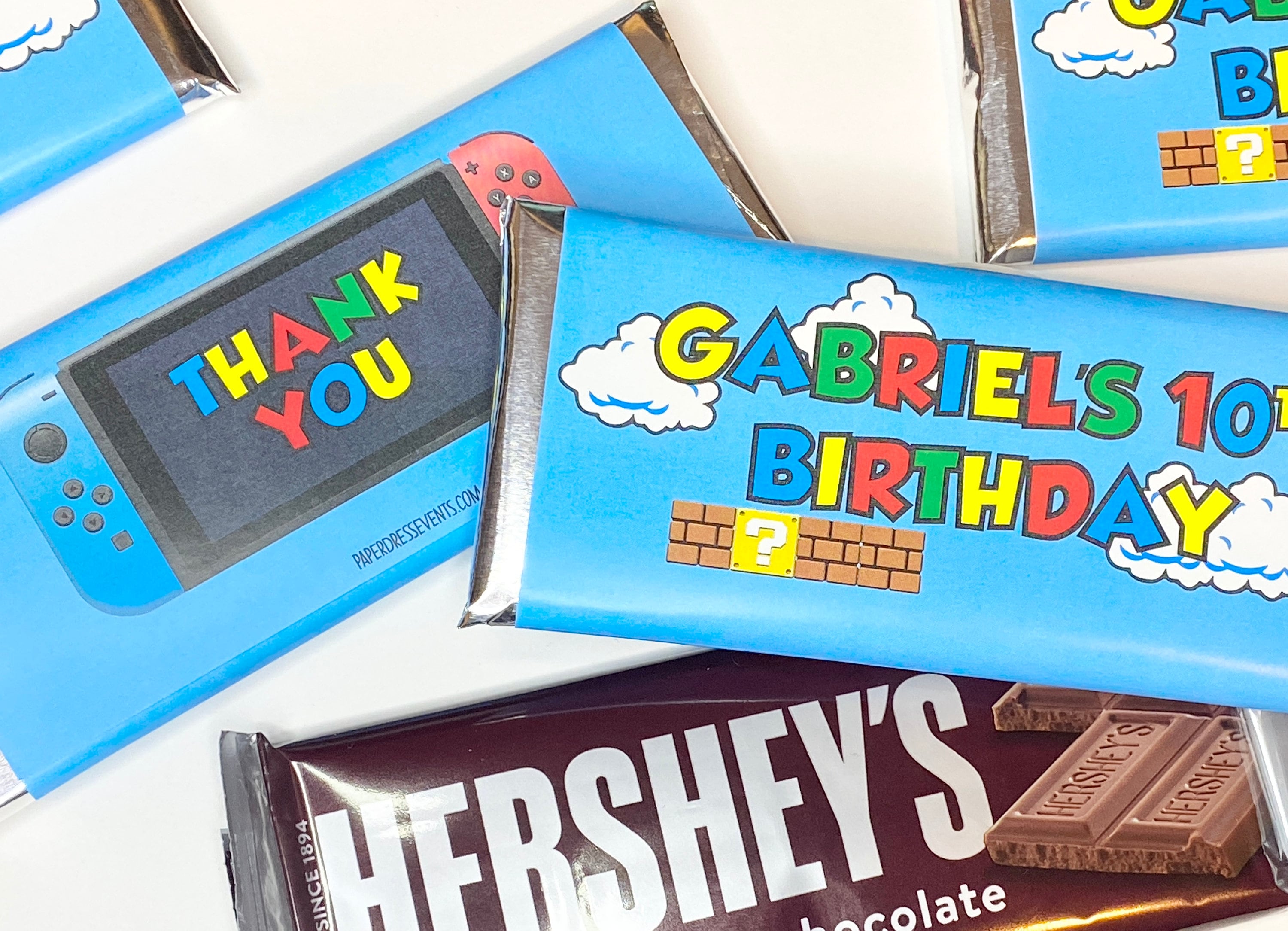 Super Mario Inspired Wrapped Chocolate Bars - Personalized Birthday ...