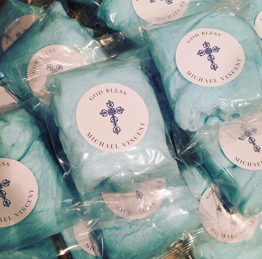 24 Sweet Personalized Cotton Candy Favors - Set of 24 - Communion ...