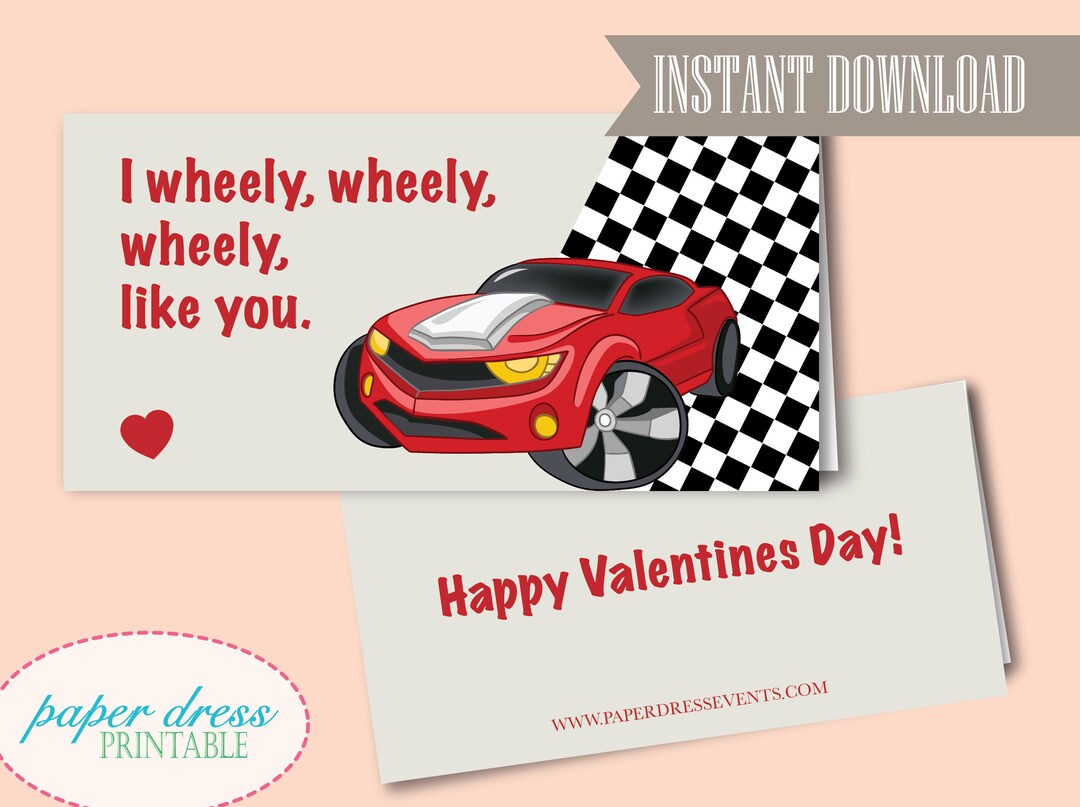 INSTANT Download Wheely Like You Valentine Race Car Driver Treat Bag ...