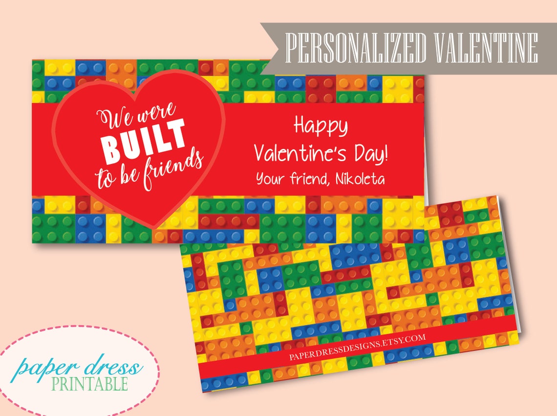 We Were Built to Be Friends Valentine - Building Block Treat Bag Topper ...