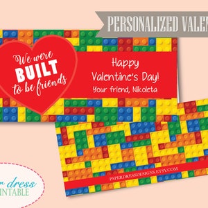 We Were Built to Be Friends Valentine - Building Block Treat Bag Topper ...