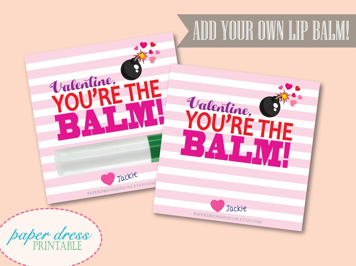 You're the Balm Personalized Valentine Printable PDF - Etsy