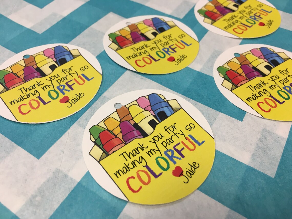 Set of 12 Crayon Art Coloring Theme Thank You Birthday - Etsy