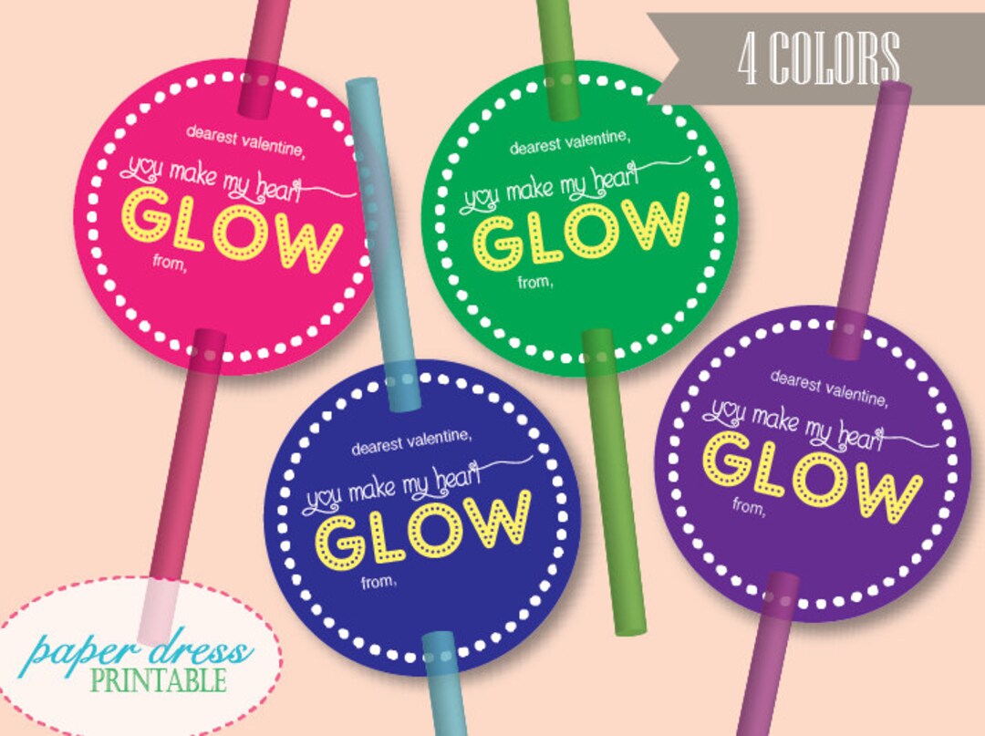 INSTANT Download - Glow Stick Valentine's Day Tags - You Make My Heart ...