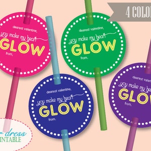 INSTANT Download - Glow Stick Valentine's Day Tags - You Make My Heart ...