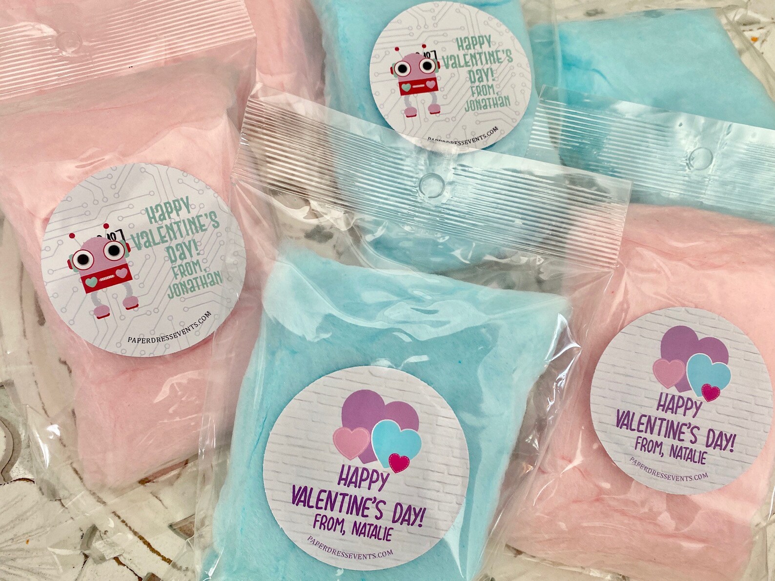 Set of 24 - Valentine Cotton Candy Valentines Favors - Etsy