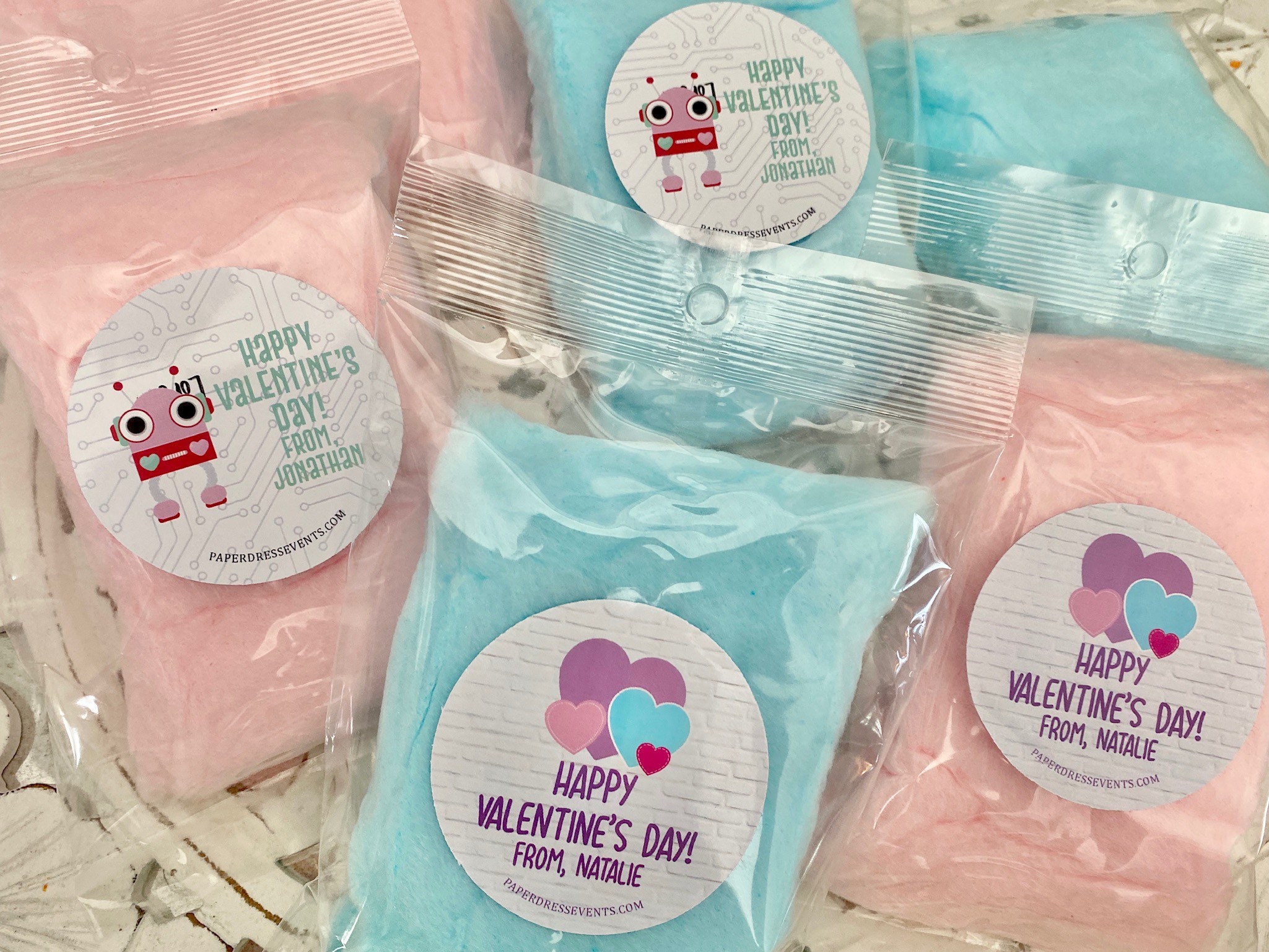 Set of 24 - Valentine Cotton Candy Valentines Favors - Etsy