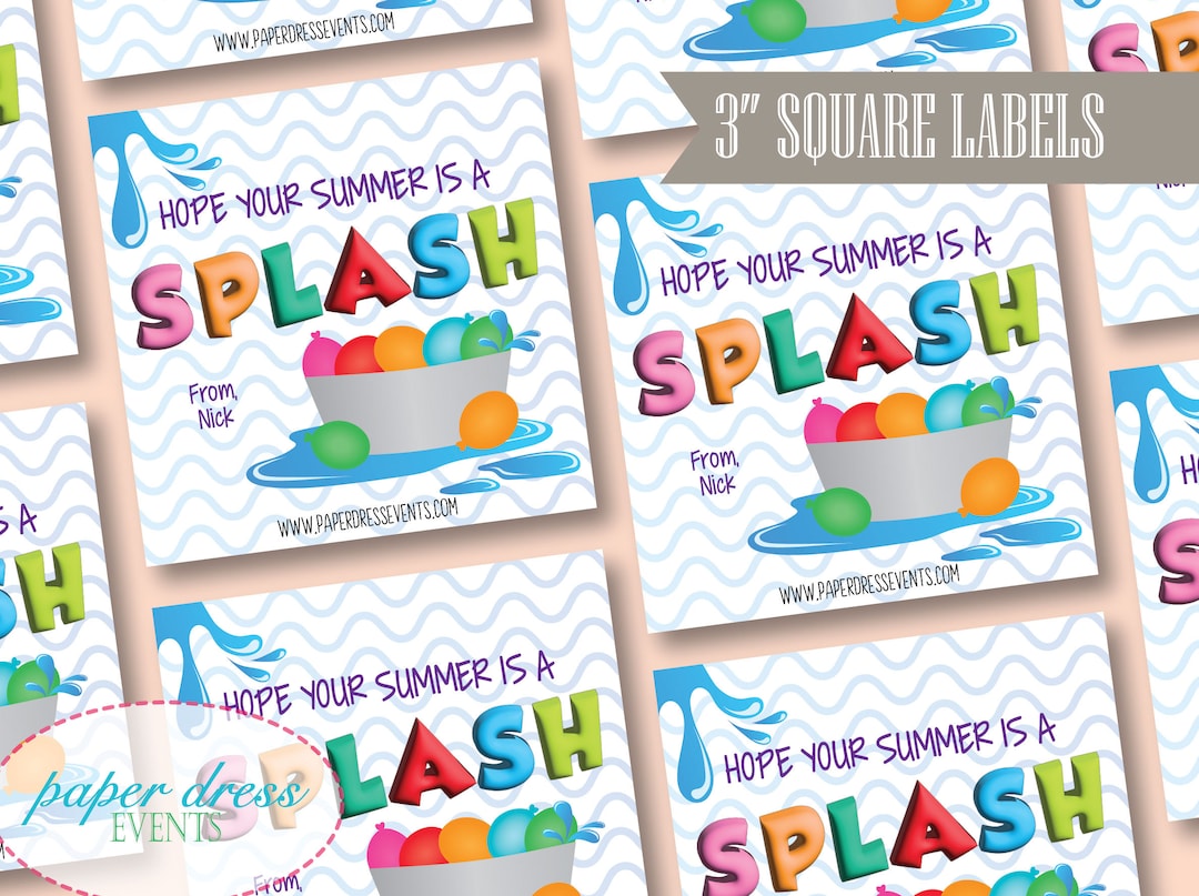 Set of 12 - Summer Splash Water Balloon Favor Tags Stickers Labels - Etsy