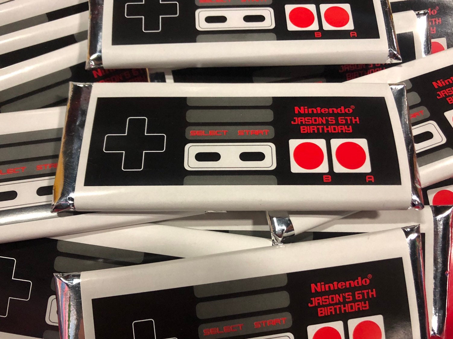 NES Nintendo Wrapped Chocolate Bars Personalized Birthday | Etsy