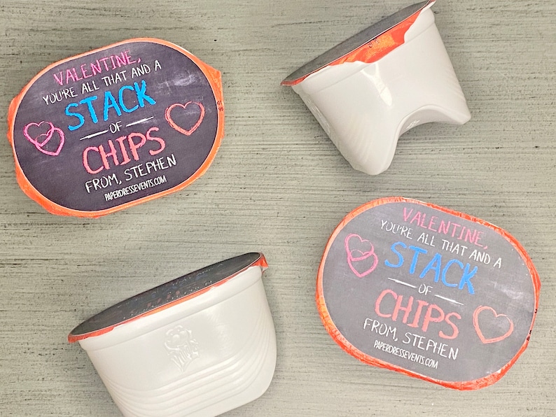 Set of 6 - Valentine You're All That and a Stack of Chips - Chips Label ...