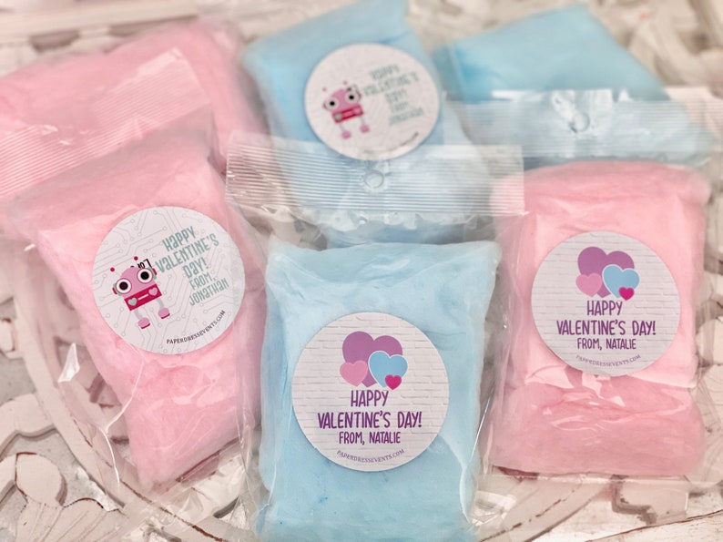 Set of 24 - Valentine Cotton Candy Valentines Favors - Etsy