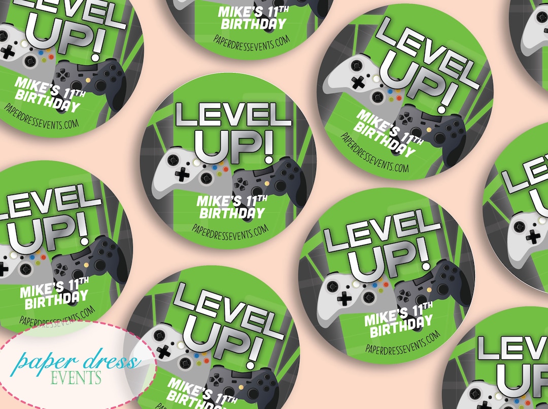 Set of 12 - Level up Gamer Inspired Thank You Tags Labels Gamer Video ...